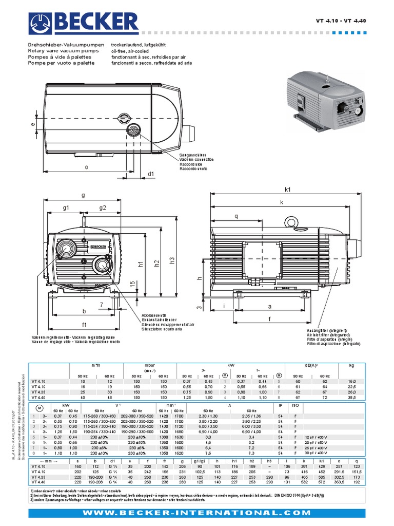 Becker VT 4.10 - VT 4.40 | PDF | Physical Quantities | Hydraulics