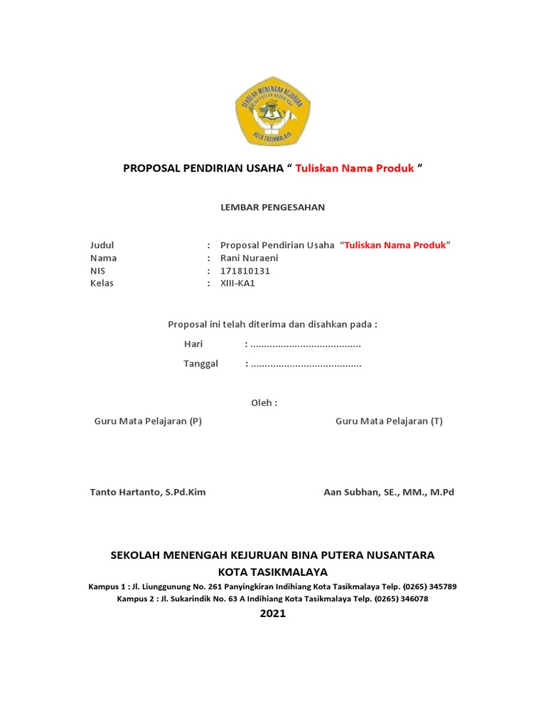 Sistematika Proposal Usaha | PDF