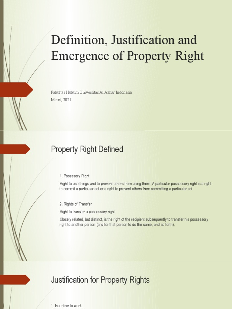 Definition, Justification and Emergence of Property Right | PDF ...
