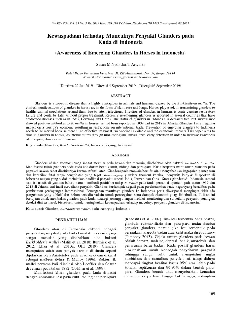 Kewaspadaan Terhadap Penyakit Glanders Pada Kuda Di Indonesia | PDF | Elisa | Microbiology