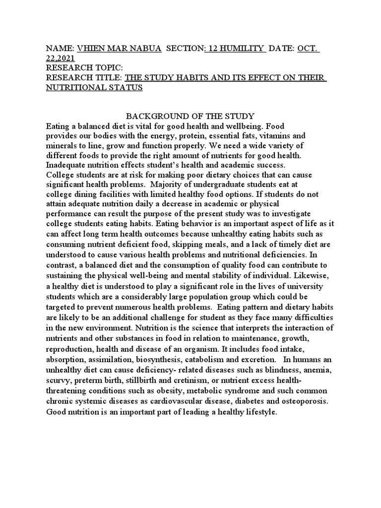 Background Study | PDF | Wellness