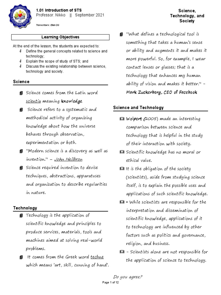 STS Prelim 1 | PDF | Science | Psychoanalysis