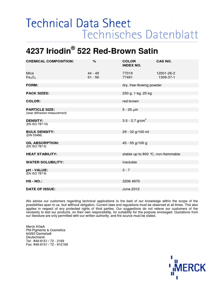 4237 Iriodin 522 Red-Brown Satin: Chemical Composition: % Color Cas No ...