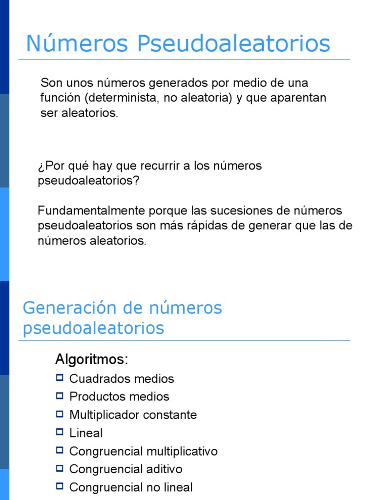 Unidad 2 Numeros Pseudoaleatorios | PDF | Enseñanza de matemática ...