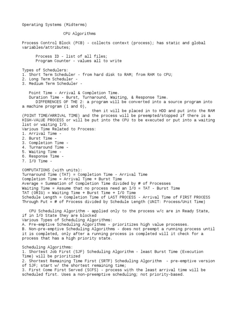 (OS) CPU Algorithms | PDF