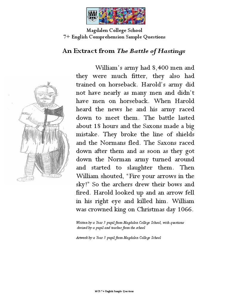 An Extract From The Battle of Hastings: Magdalen College School 7 ...