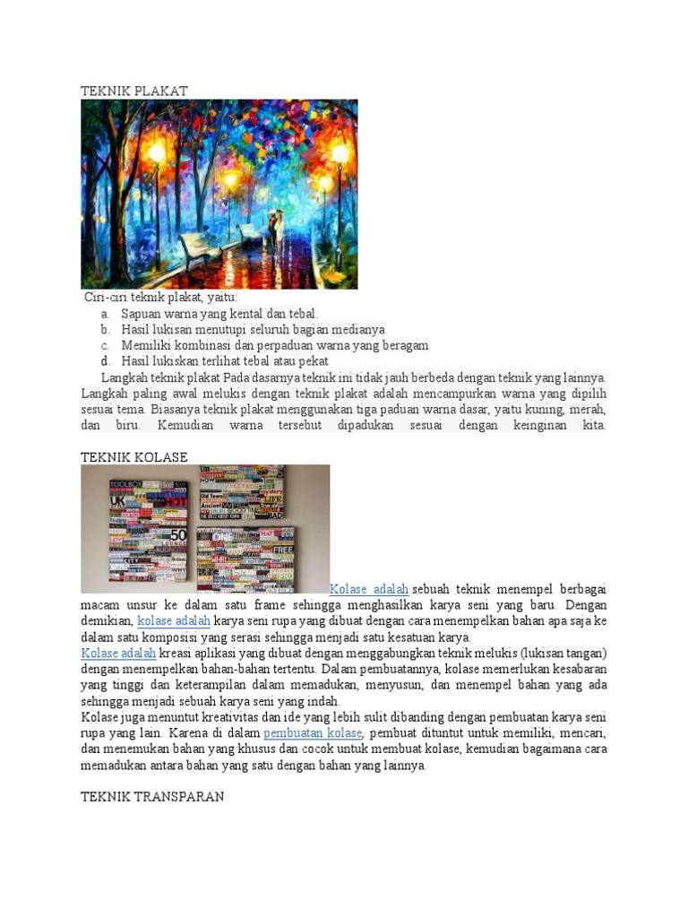 Teknik-Teknik Seni Rupa 2D PDF | PDF | Seni