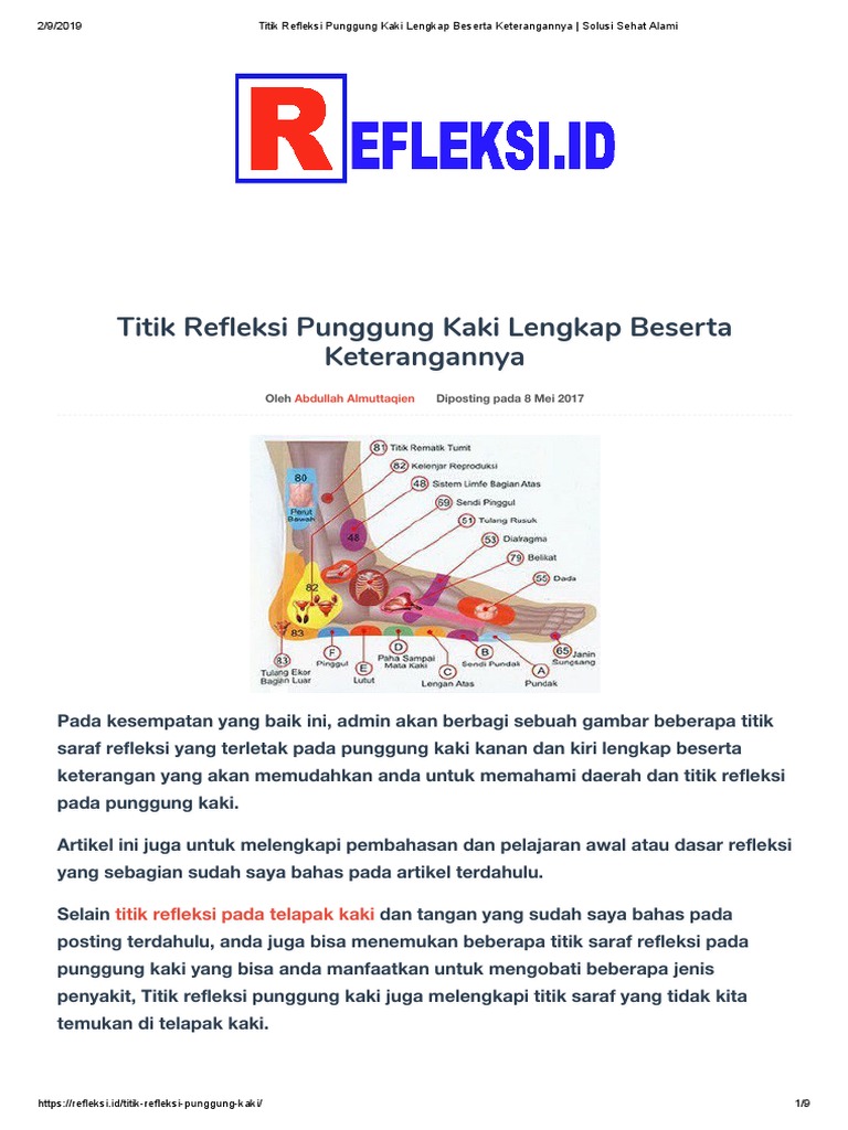 Titik Refleksi Punggung Kaki Lengkap Beserta Keterangannya Solusi