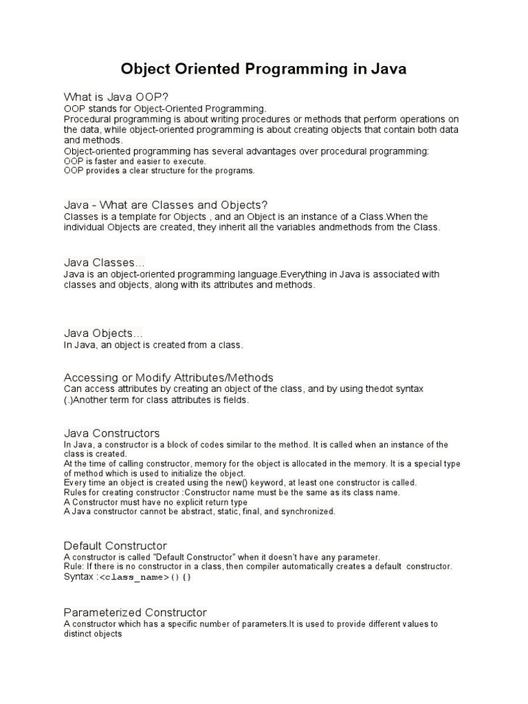 Object Oriented Programming in Java | PDF | Programming | Constructor ...