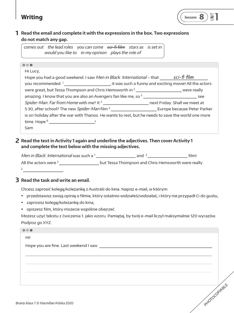 Brainy kl7 TRF Unit 1 Lesson 8 | PDF
