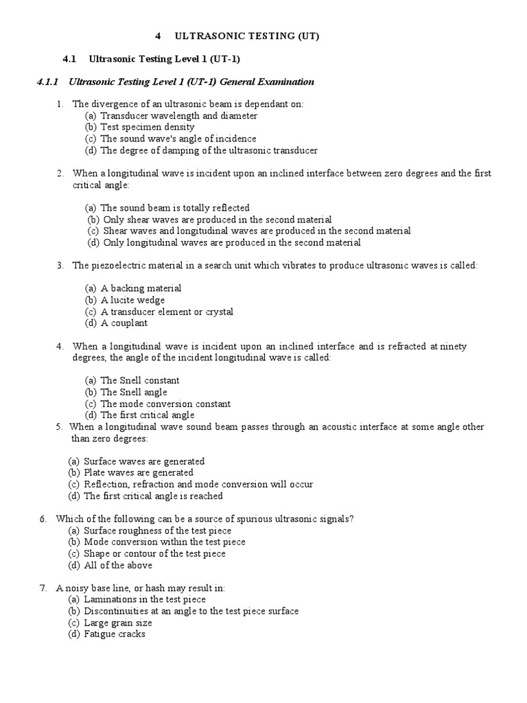 Questions Nde Level 1-2-UT | PDF | Waves | Sound