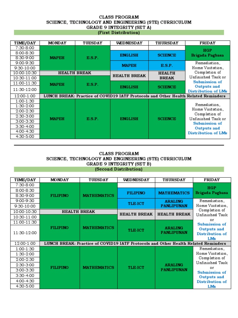 Class Program Science, Technology and Engineering (Ste) Curriculum ...