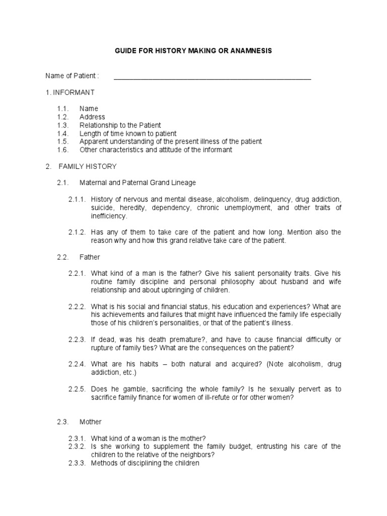 Guide For History Making or Anamnesis | Download Free PDF | Pregnancy ...
