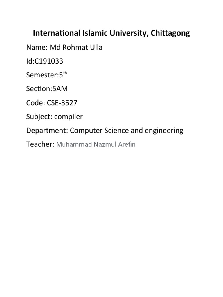 C191033 Compiler | PDF | Teaching Methods & Materials | Computers
