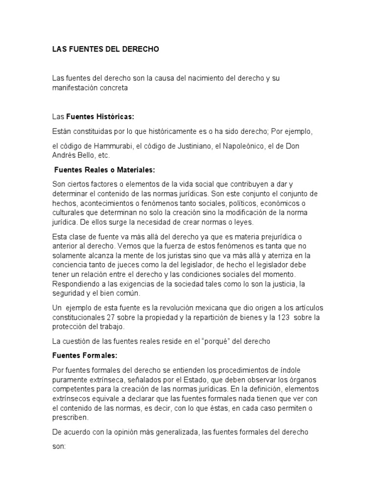 Las Fuentes Formales Del Orden Juridico | PDF | Fuentes del derecho ...