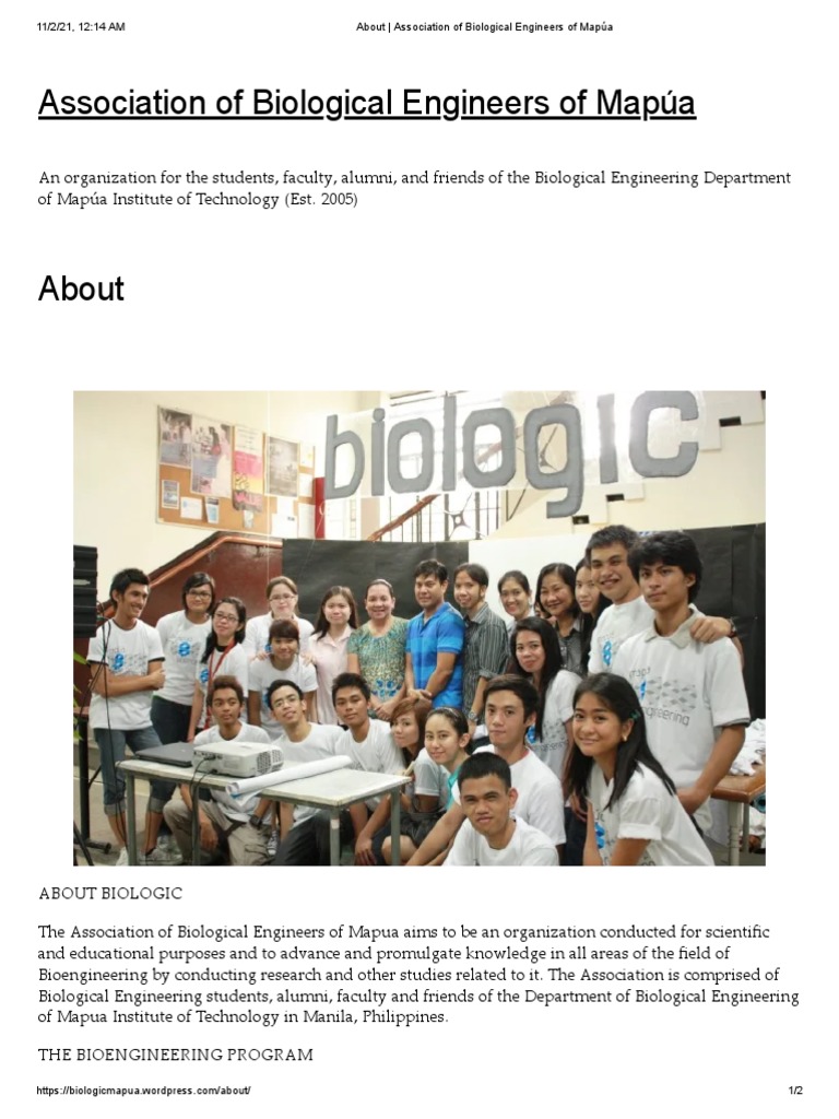 Bioengineering at Mapúa: Overview | PDF | Biological Engineering ...