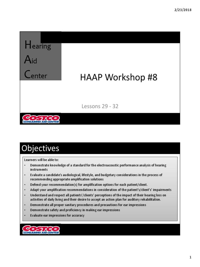 HAAP Workshop #8: Objectives | Download Free PDF | Hearing Aid | Health ...