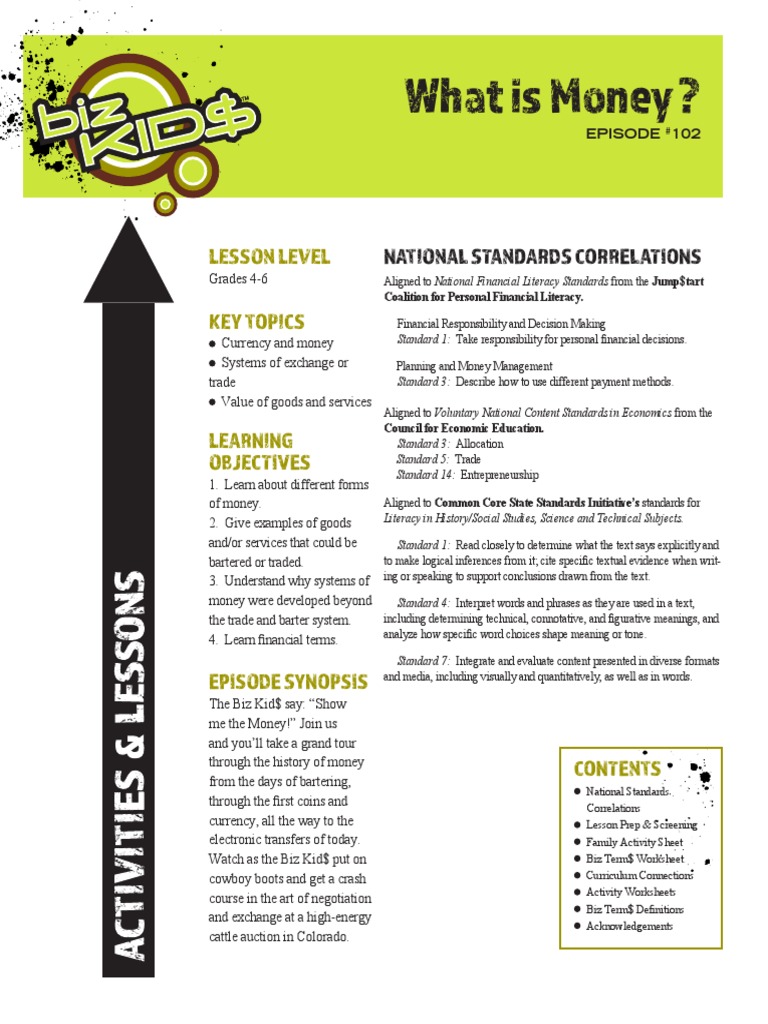 What Is Money?: Lesson Level Key Topics | PDF | Cheque | Money