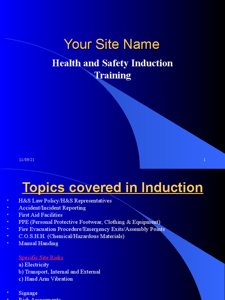 H&S Induction Training Presentation | PDF | Occupational Safety And ...