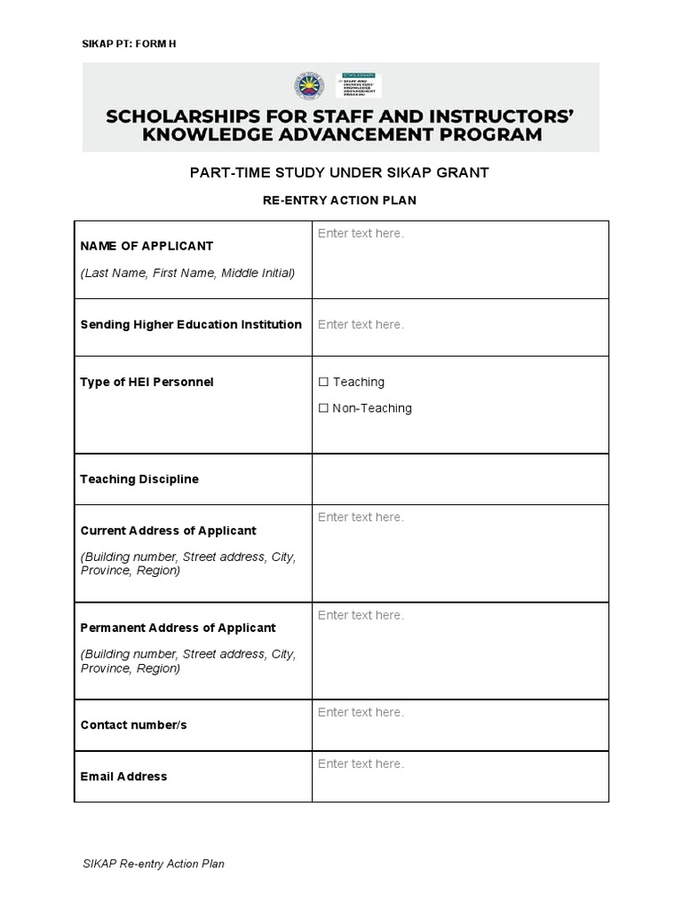 (Part-Time) Sikap Re-Entry Action Plan | PDF | Cognition