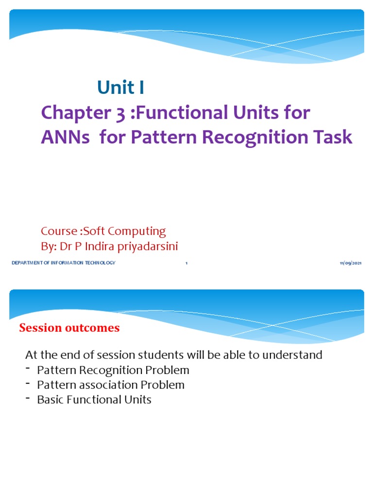 Unit I: Chapter 3:functional Units For Anns For Pattern Recognition Task | PDF | Pattern ...