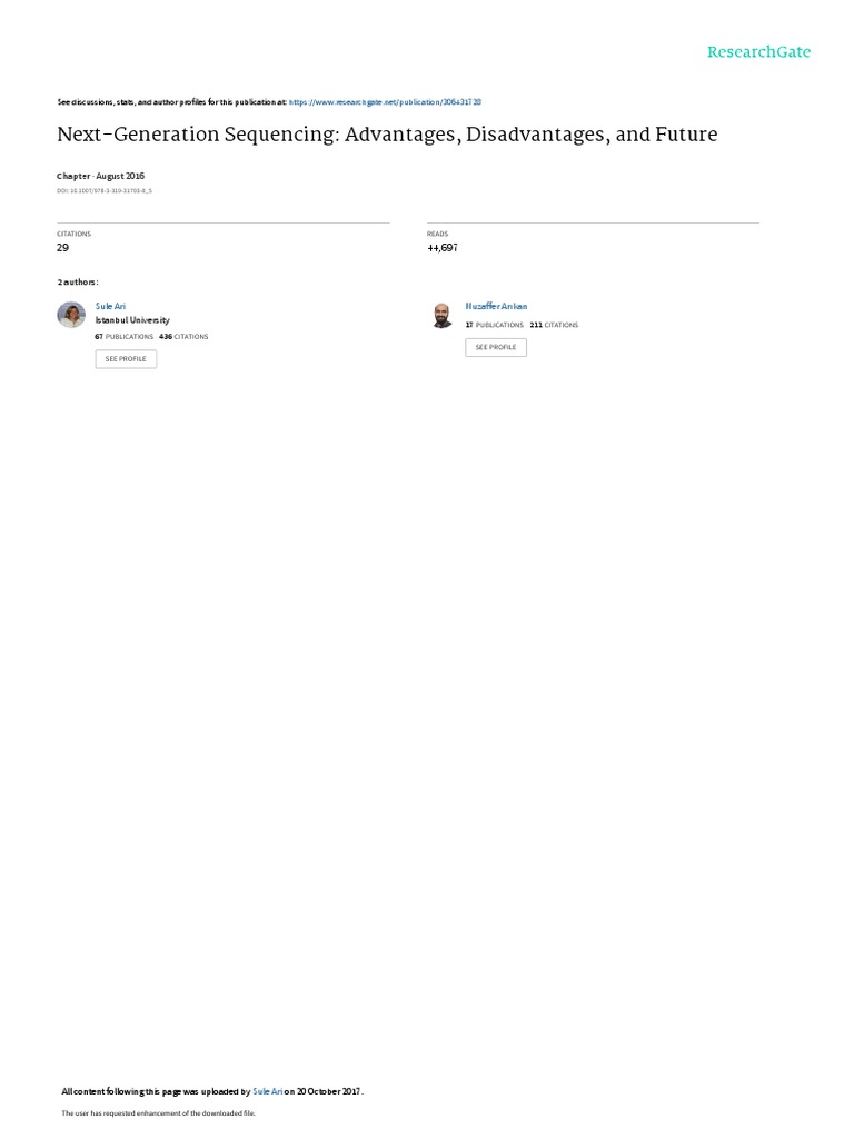 Next-Generation Sequencing: Advantages, Disadvantages, and Future | PDF ...