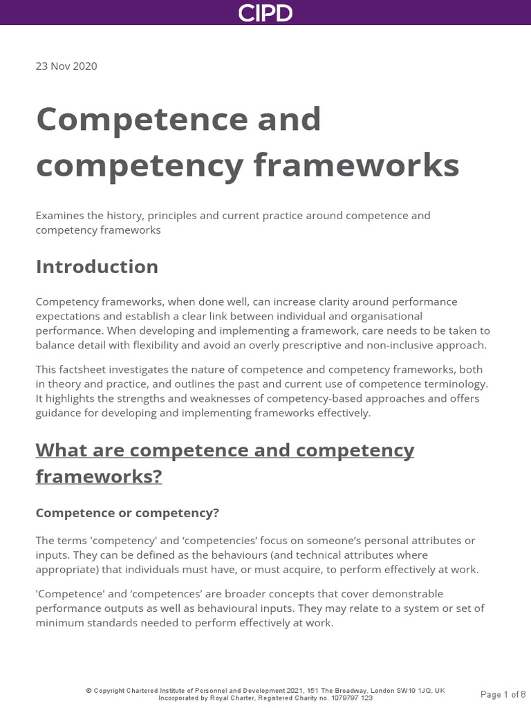 Competency Factsheet 20211101T162726 | PDF | Competence (Human ...