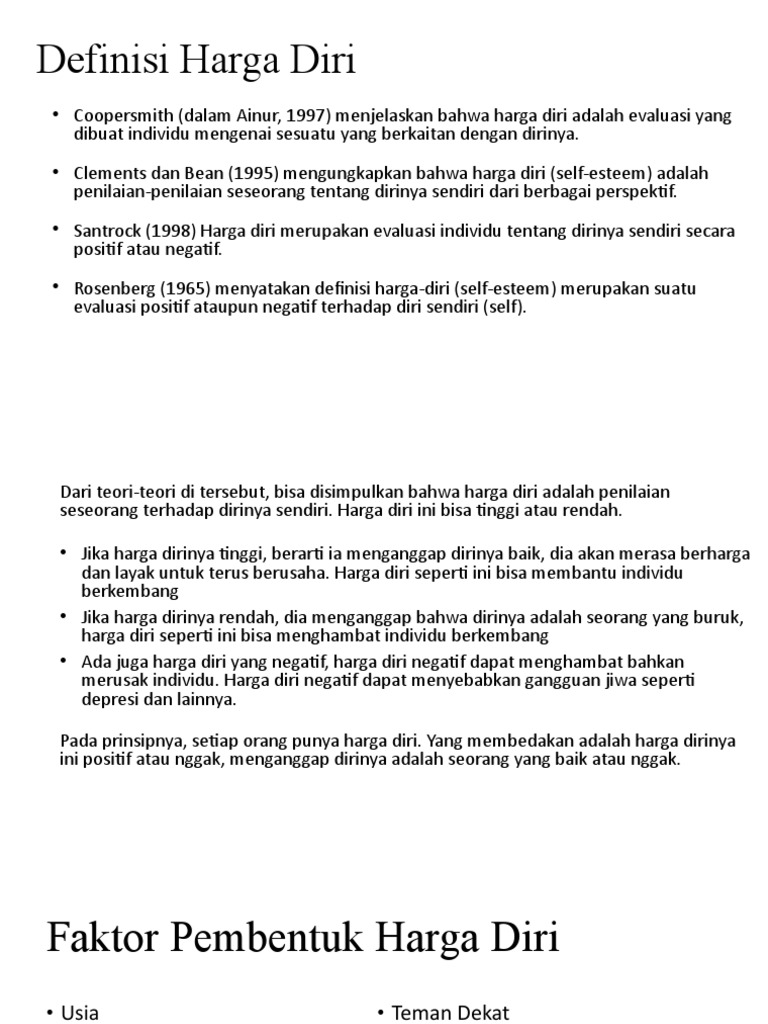 Definisi Harga Diri | PDF | Karier & Perkembangan | Pengembangan Diri
