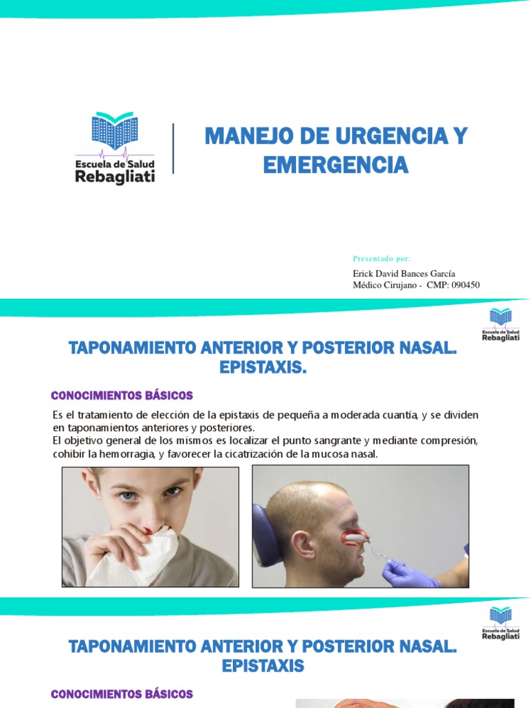 Tema 2. Taponamiento Anterior y Posterior Nasal. Epistaxis UNIDAD 2 | PDF | Especialidades ...