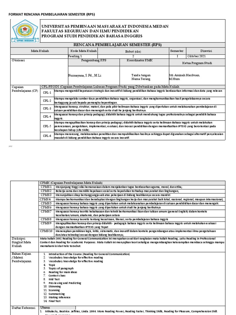 RPS Reading 1 Upmi | PDF