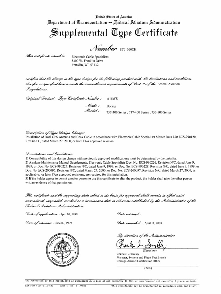 STC Certificate ST01060CH | PDF