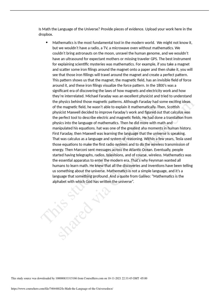 Is Math The Language of The Universe | PDF | Physics | Magnetic Field