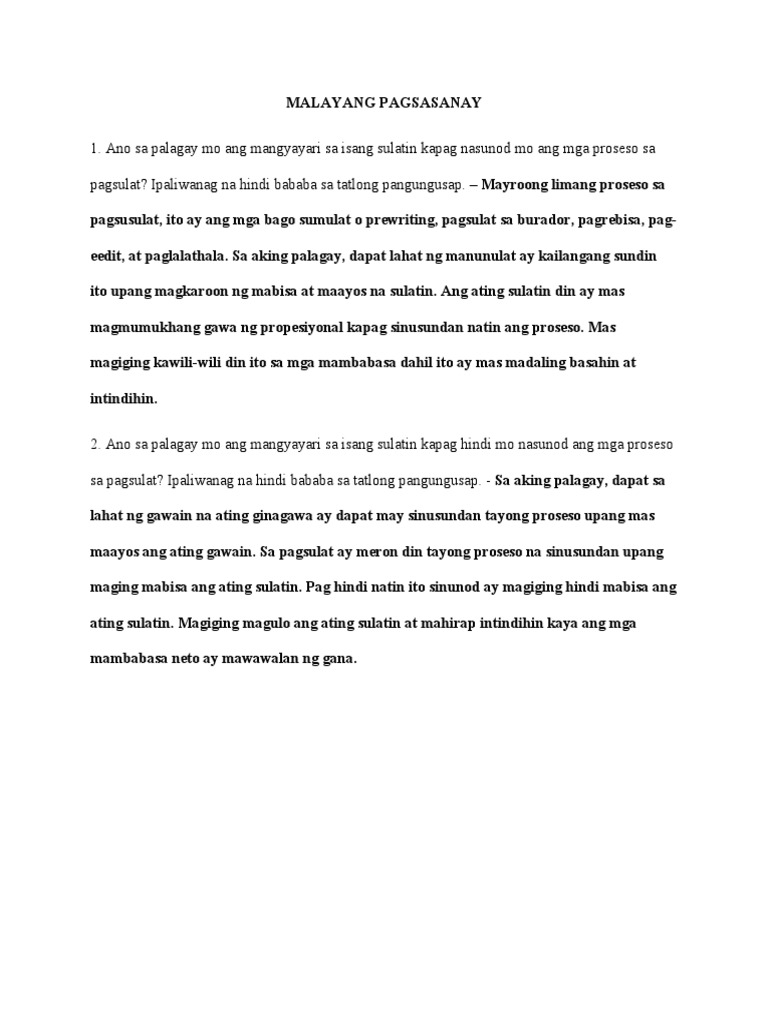 Malayang Pagsasanay 2 | PDF