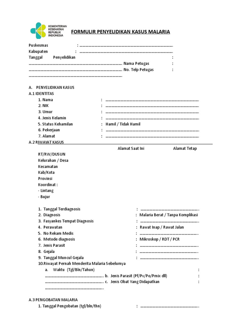 Form Pe Malaria | PDF | Kesehatan Holistik | Sains & Matematika