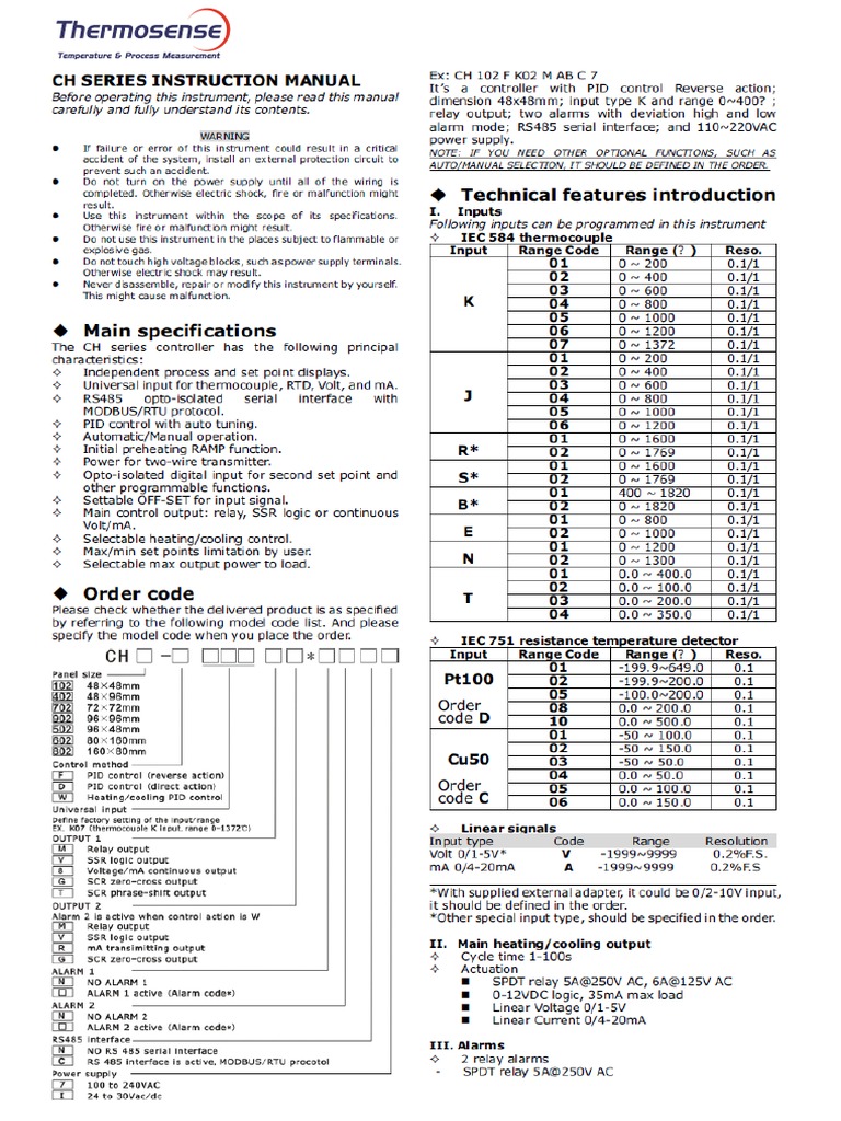 CH Series Instruction Manual | PDF