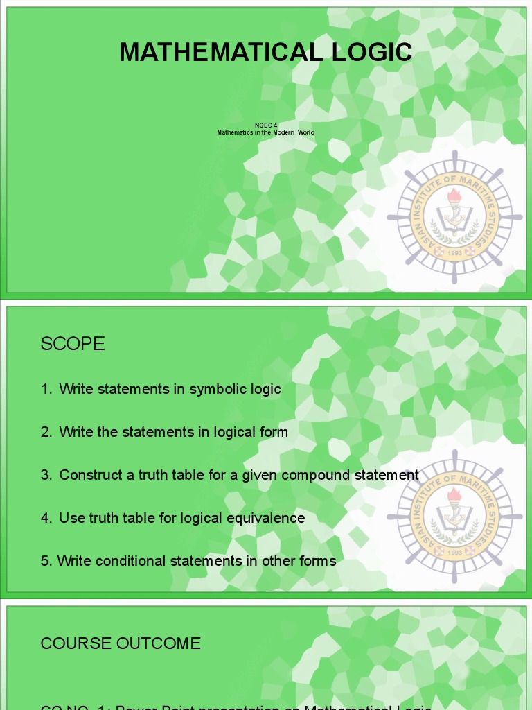 MATHEMATICAL LOGIC AND SYMBOLIC STATEMENTS | PDF | Truth | Logic