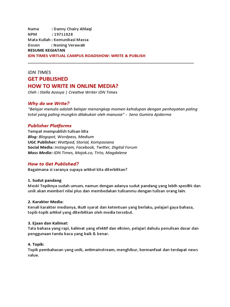 Resume Idn Times | PDF