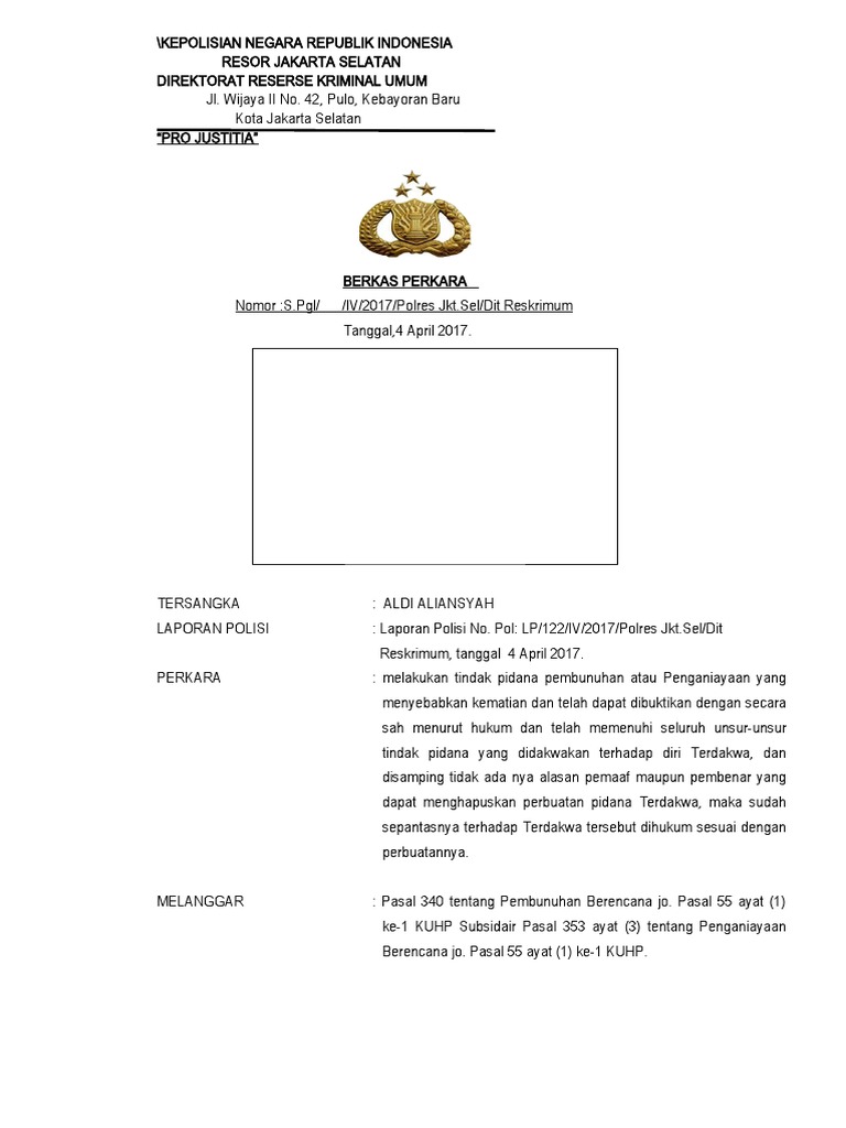 Contoh BERKAS PERKARA | PDF