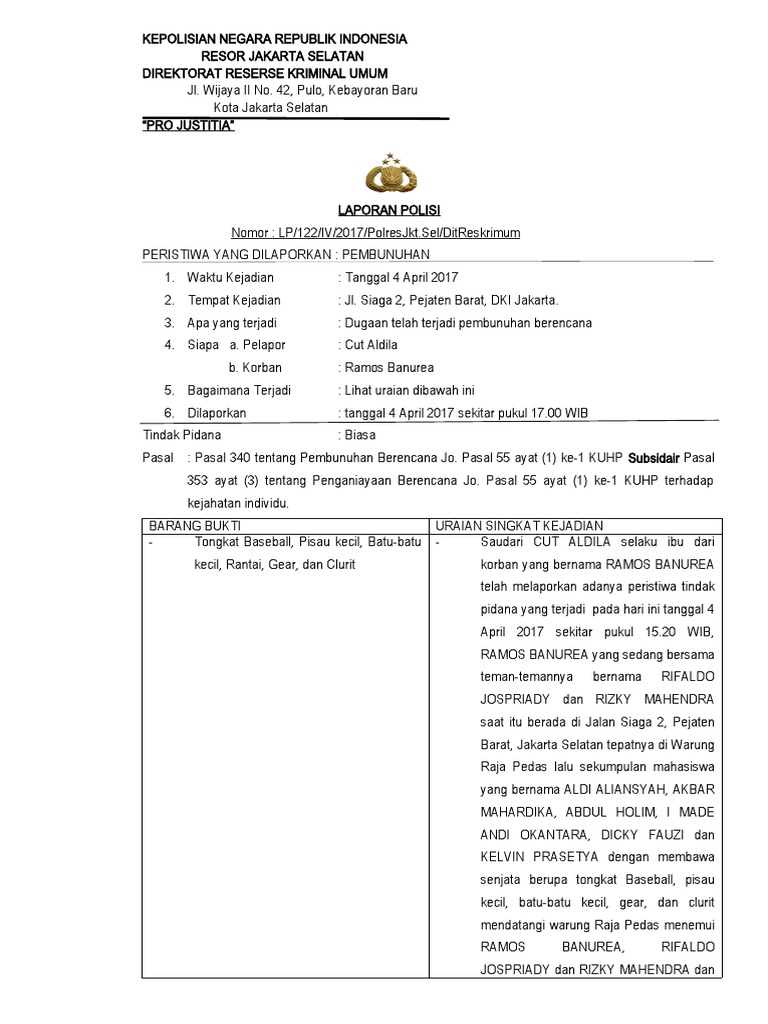 Contoh Laporan Polisi Pdf
