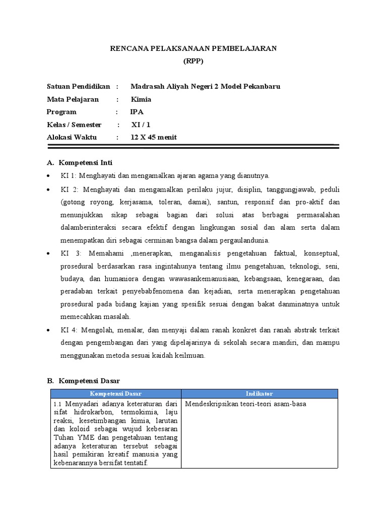 RPP Konsep Asam Basa | PDF