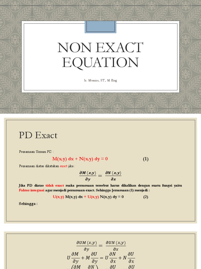 Persamaan Diferensial Non Exact dan Exact | PDF