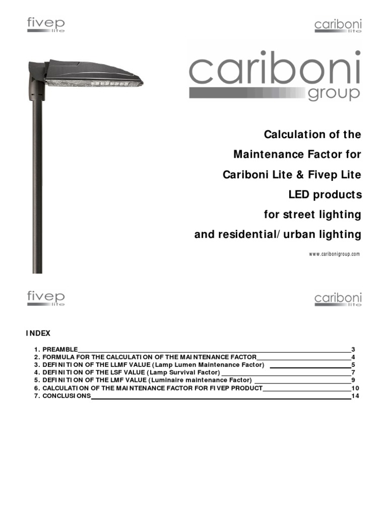 Calculation of The Maintenance Factor | PDF | Lighting | Electrical ...