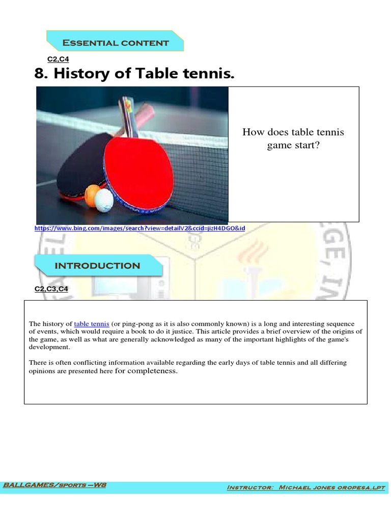 History of Table Tennis | PDF | Table Tennis | Individual Sports