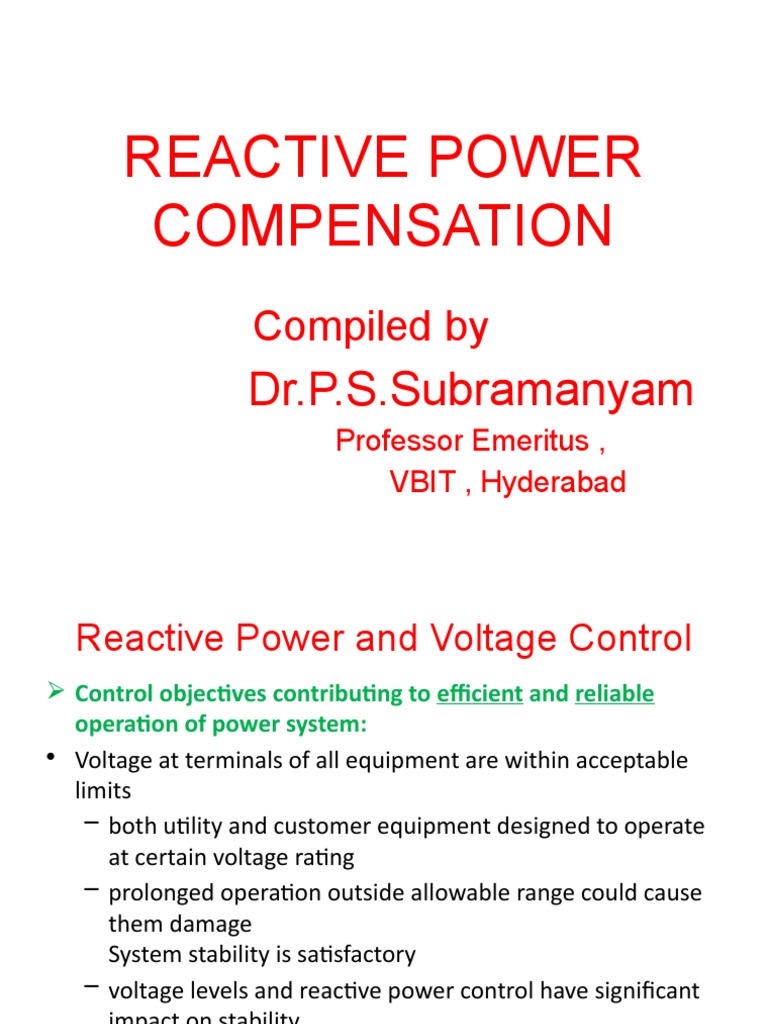 Reactive Power Compensation | PDF | Capacitor | Ac Power