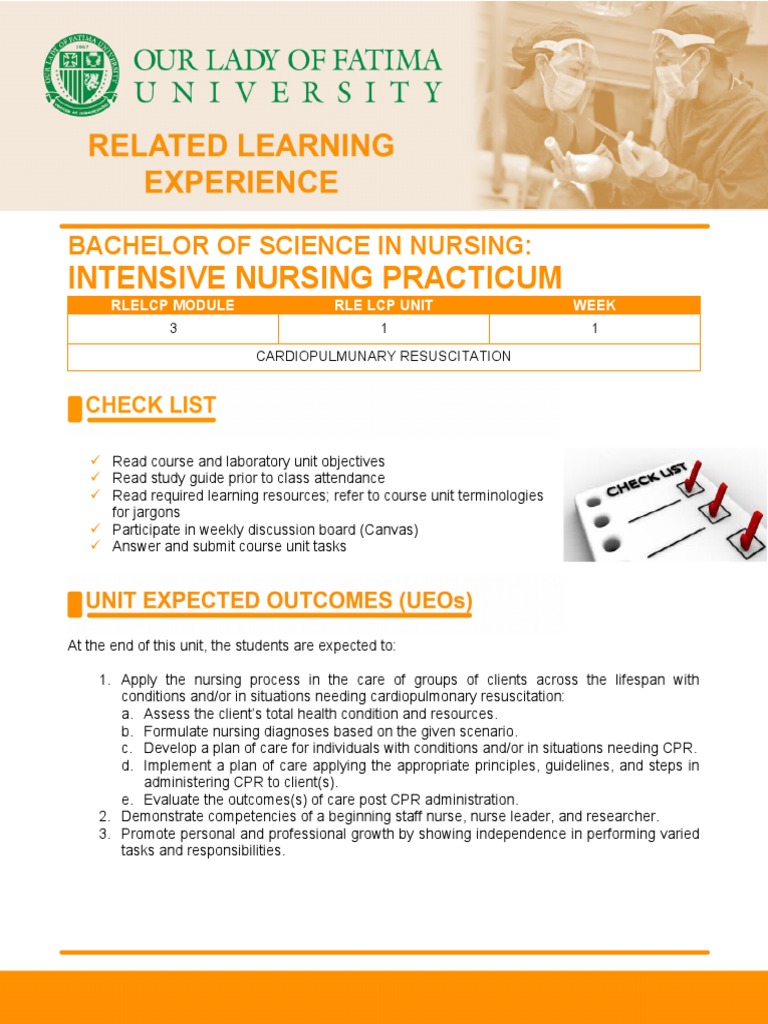 Intensive Nursing Practicum: Bachelor of Science in Nursing | Download ...