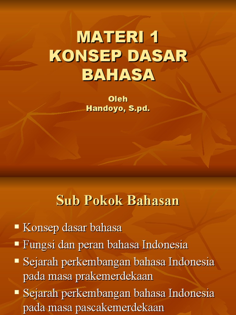 Materi 1 Konsep Dasar Bahasa | PDF