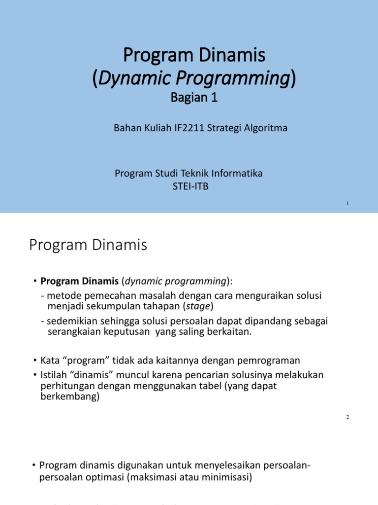 Program Dinamis 2020 Bagian1 | PDF