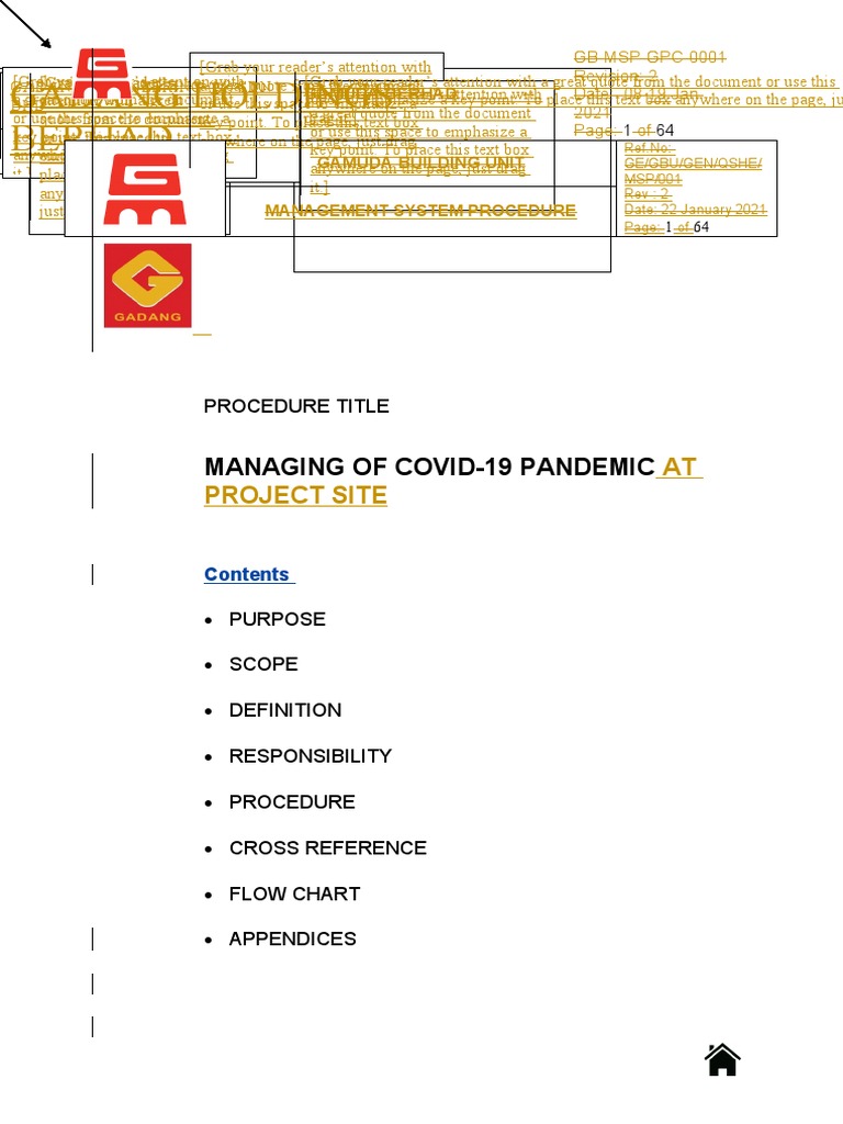 Managing Covid-19 Pandemic Procedure - Rev01 (Project Site) | PDF ...