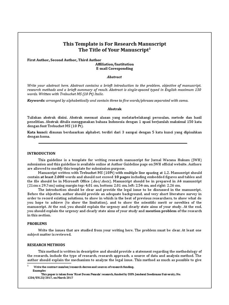 Research Manuscript Template | PDF | Writing | Written Communication