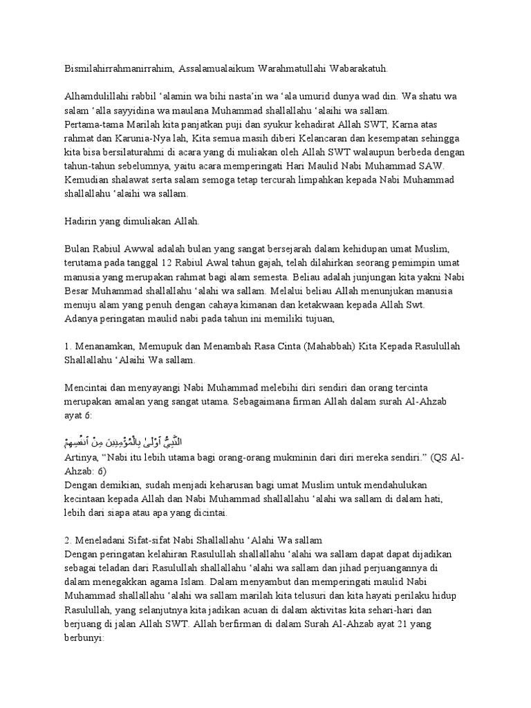 Pidato Maulid Nabi | PDF